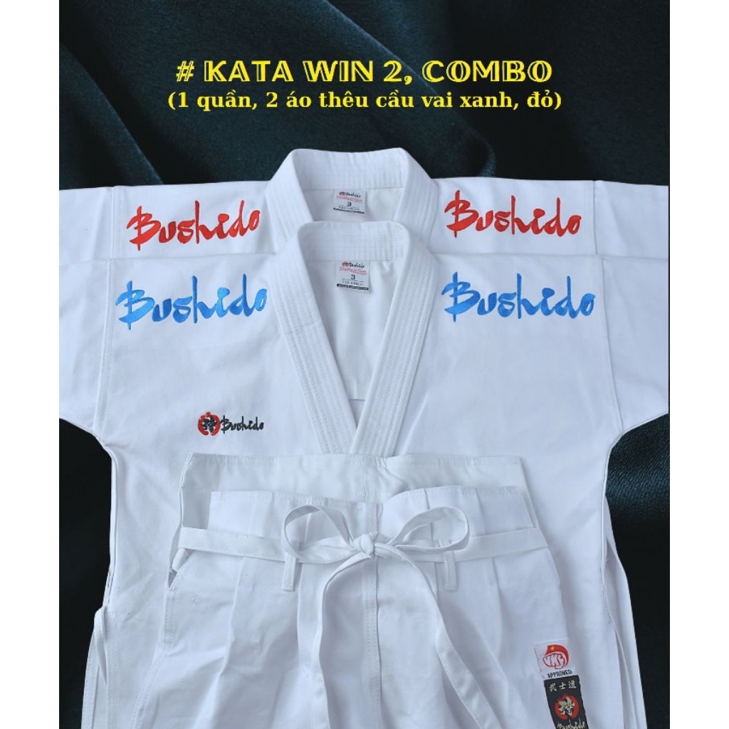 KATA WIN 2 COMBO 2 ÁO 1 QUẦN THÊU CẦU VAI BUSHIDO | Shopee Việt Nam