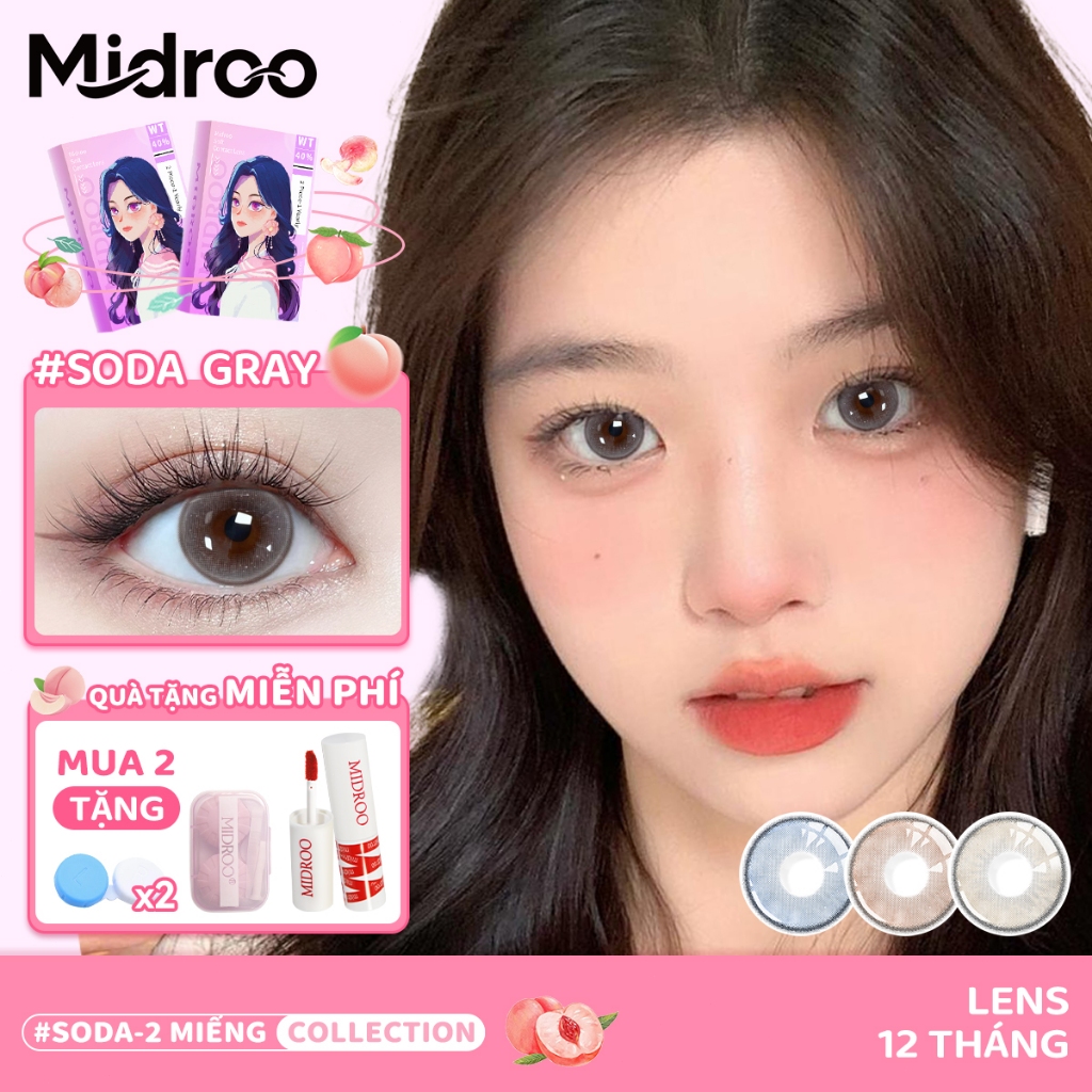 Midroo 0-6 Độ Lens Giãn Tròng to 14.5mm SODA Lens Mắt Cận 2 chiếc Kính ...