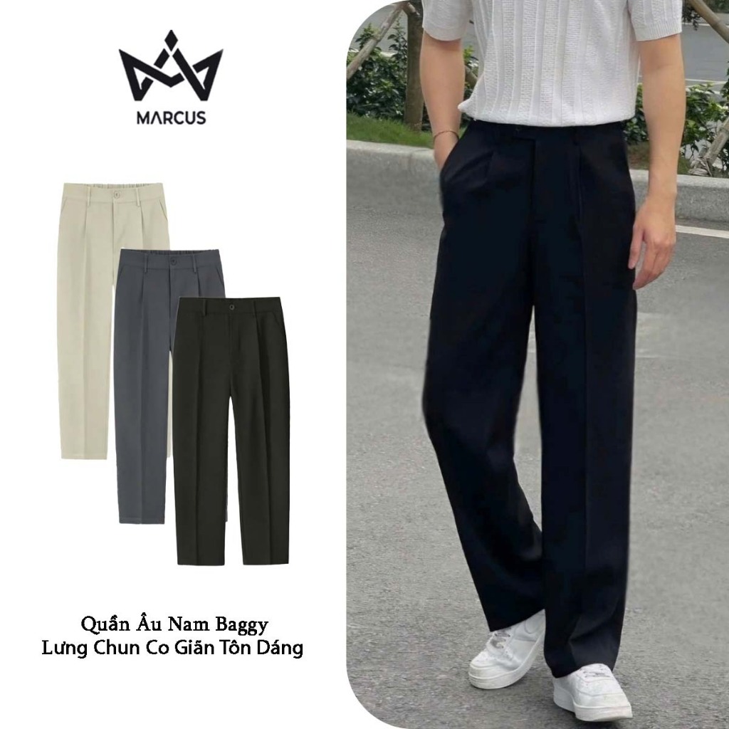 Quần Âu Nam MARCUS Ông Suông Cạp Chun Lưng Cao Phong Cách Hàn Quôc Trẻ ...