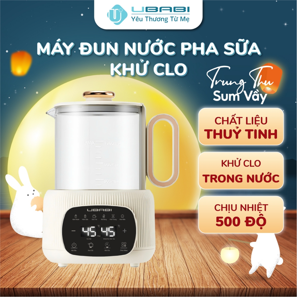 Máy Đun Nước Pha Sữa Khử Clo Ubabi UB-DN001 Bình Đun Nước Siêu Tốc 1.3L ...