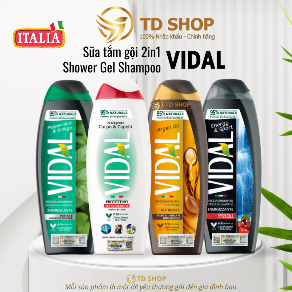 [NK Ý] Sữa tắm gội 2in1 VIDAL Energy & Sport | Argan Oil | Peppermint ...