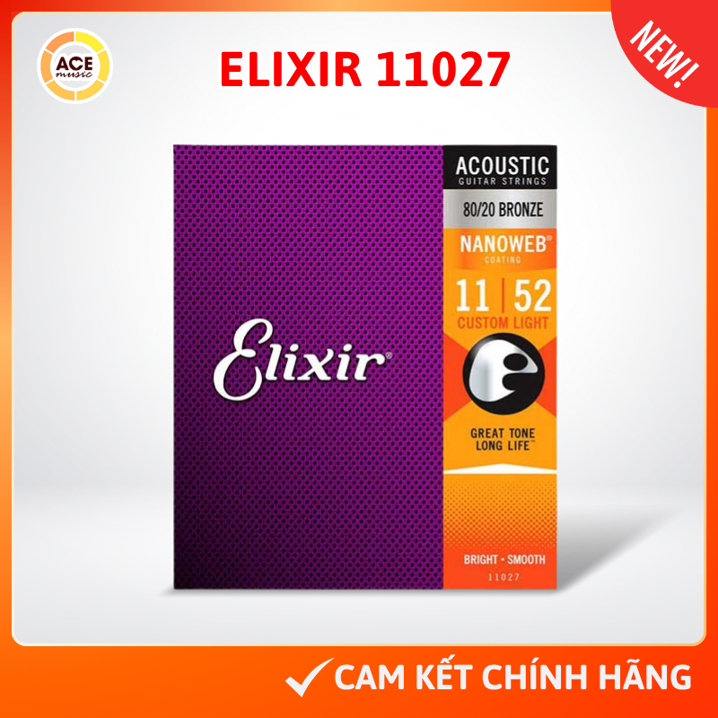 Elixir 11027 size 11-52 bộ dây đàn guitar acoustic 3313211027 chính ...