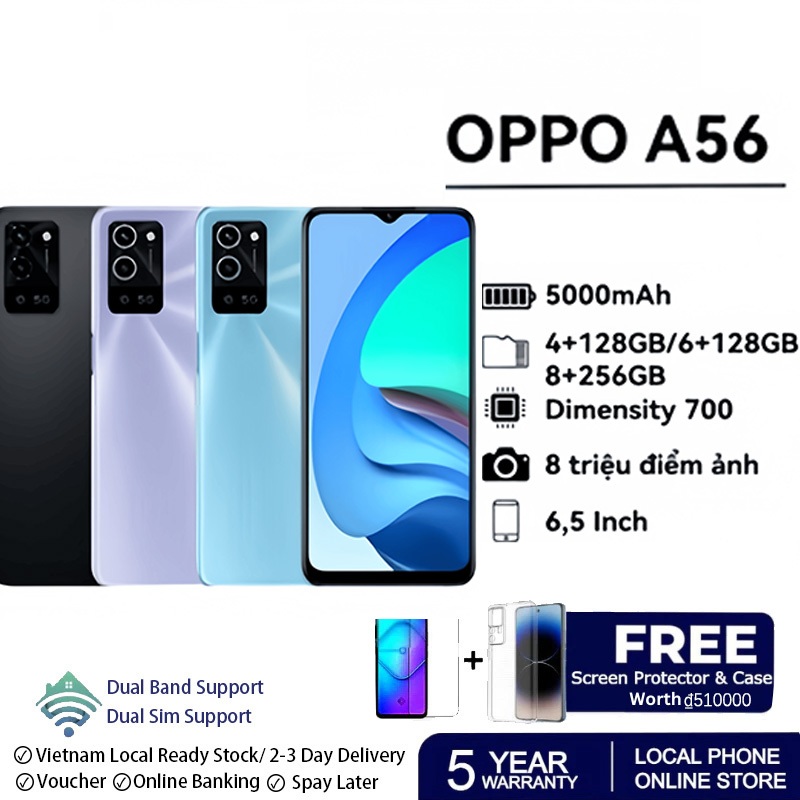 điện thoại Oppo A56 5G 2sim ram 8G/256G Chính Hãng, Camera siêu nét ...