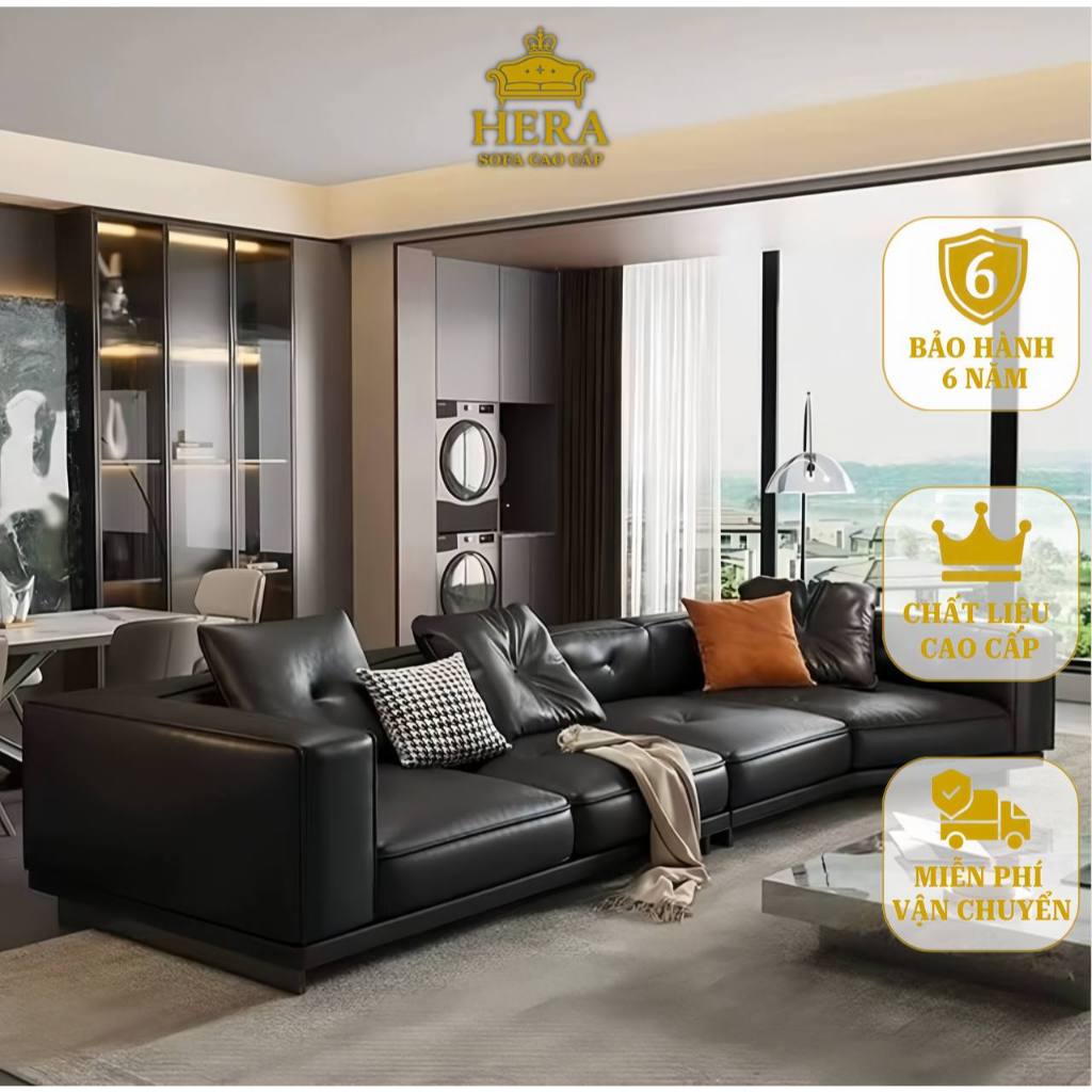 Ghế Sofa Dylan Cao Cấp – Sofa Kiểu Ý Tối Giản, Vải Da Đen Sang Trọng ...