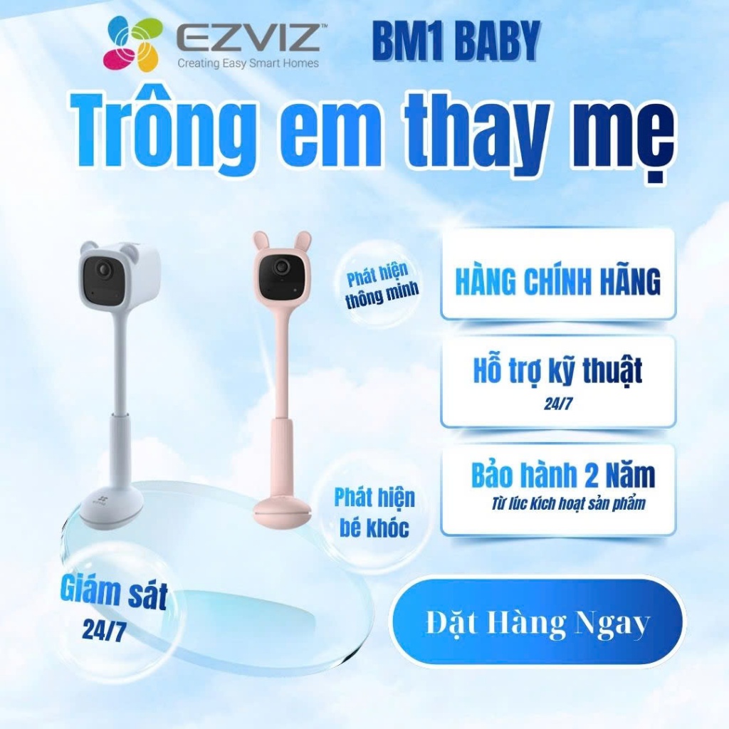 Camera Ezviz BM1 1080P - Phát hiện tiếng khóc, Pin lưu chuyển động lâu ...