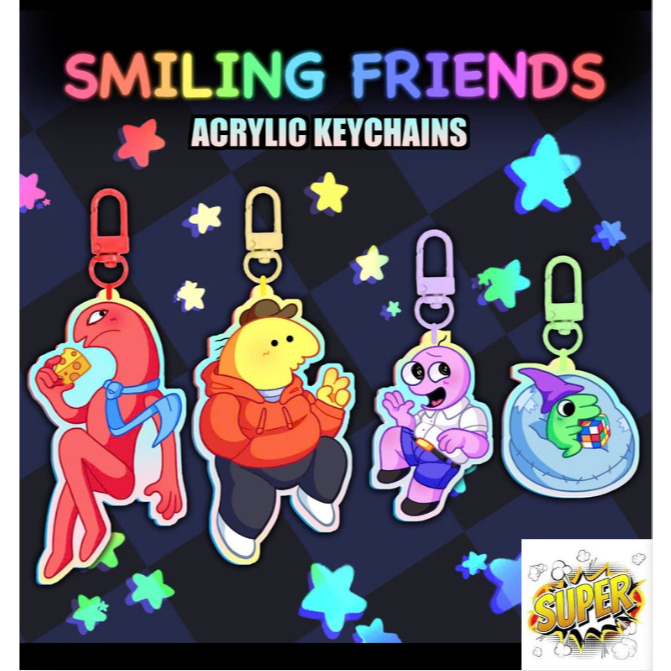 Móc khoá Smiling Friends - Rainbow Keychains - Pim, Charlie, Alan, Glep ...