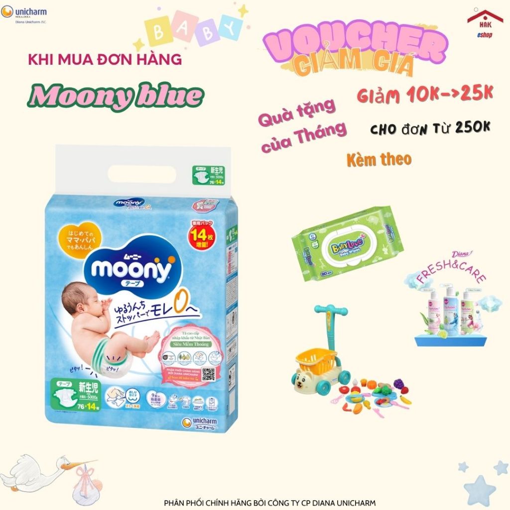 [Quà tặng Moony] Tã Dán Bỉm Moony Blue Sơ Sinh Newborn 90 - Nhập Khẩu ...