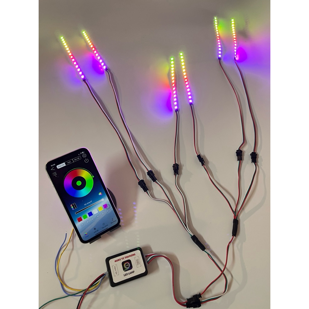 Bộ LED Audi 6 dây 15cm và mạch Audi LED LAMP chỉnh app 12V (có tặng ...