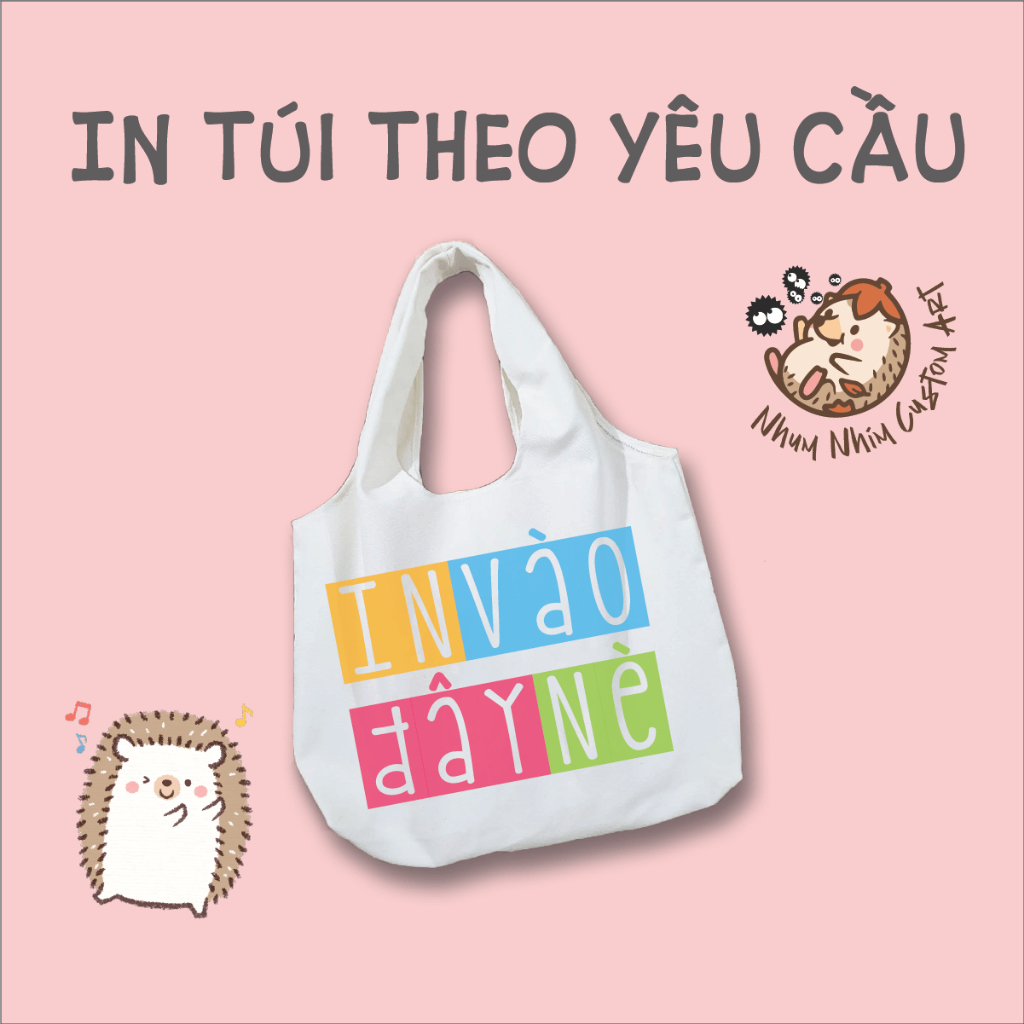 In theo yêu cầu túi tote canvas tròn NhumNhim Unique Fox | Shopee Việt Nam