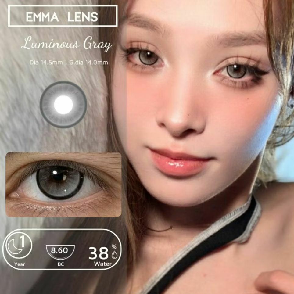 Kính Áp Tròng Luminous Gray | Lens Xám Tây Viền Đen Giãn To | Emma Lens ...
