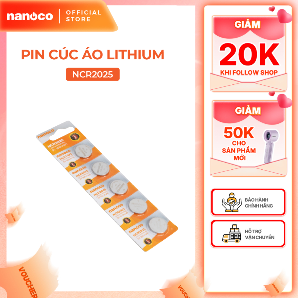 Pin Lithium 3V 160mAh/220mAh Nanoco model NCR2025/ NCR2032 (5 viên/vỉ ...