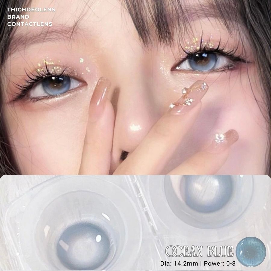 Lens DOUYIN mắt xanh biển trong veo, ánh nhũ thương hiệu LENSLENS, kính ...