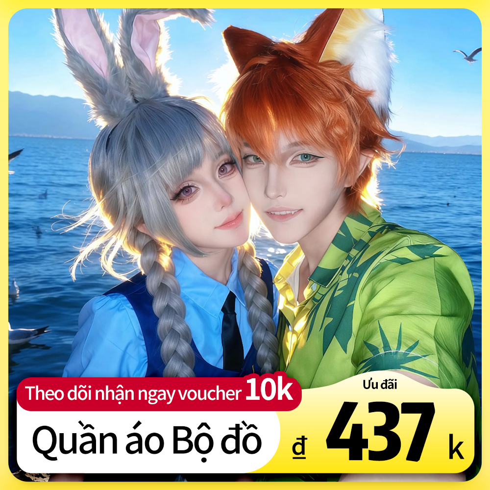 Bộ Đồ Cosplay Nick và Judy - Đầy Đủ Phụ Kiện Tóc Giả, Đuôi, Tai Nhân ...