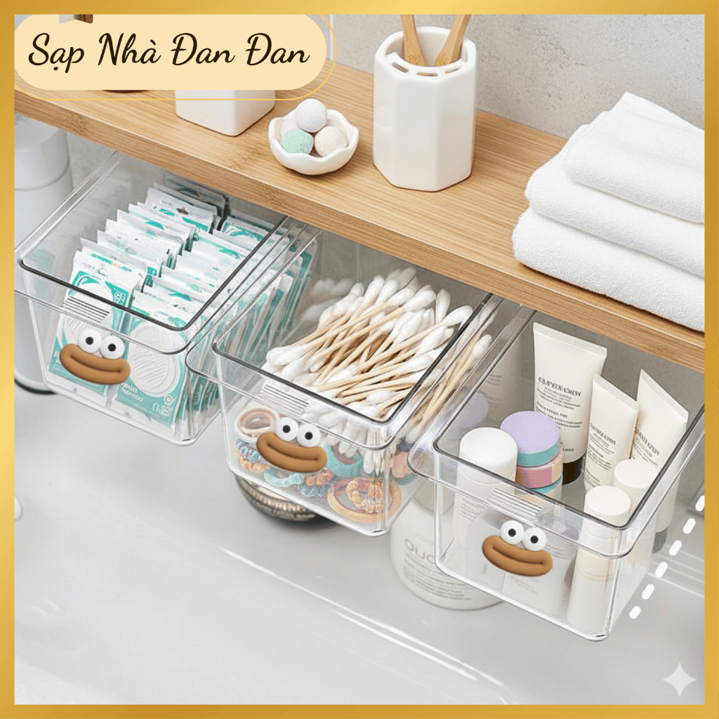 Hộp Ngăn Kéo Trong Suốt Dán Tủ Bàn Mini – Kèm Sticker Môi Trề Cute ...