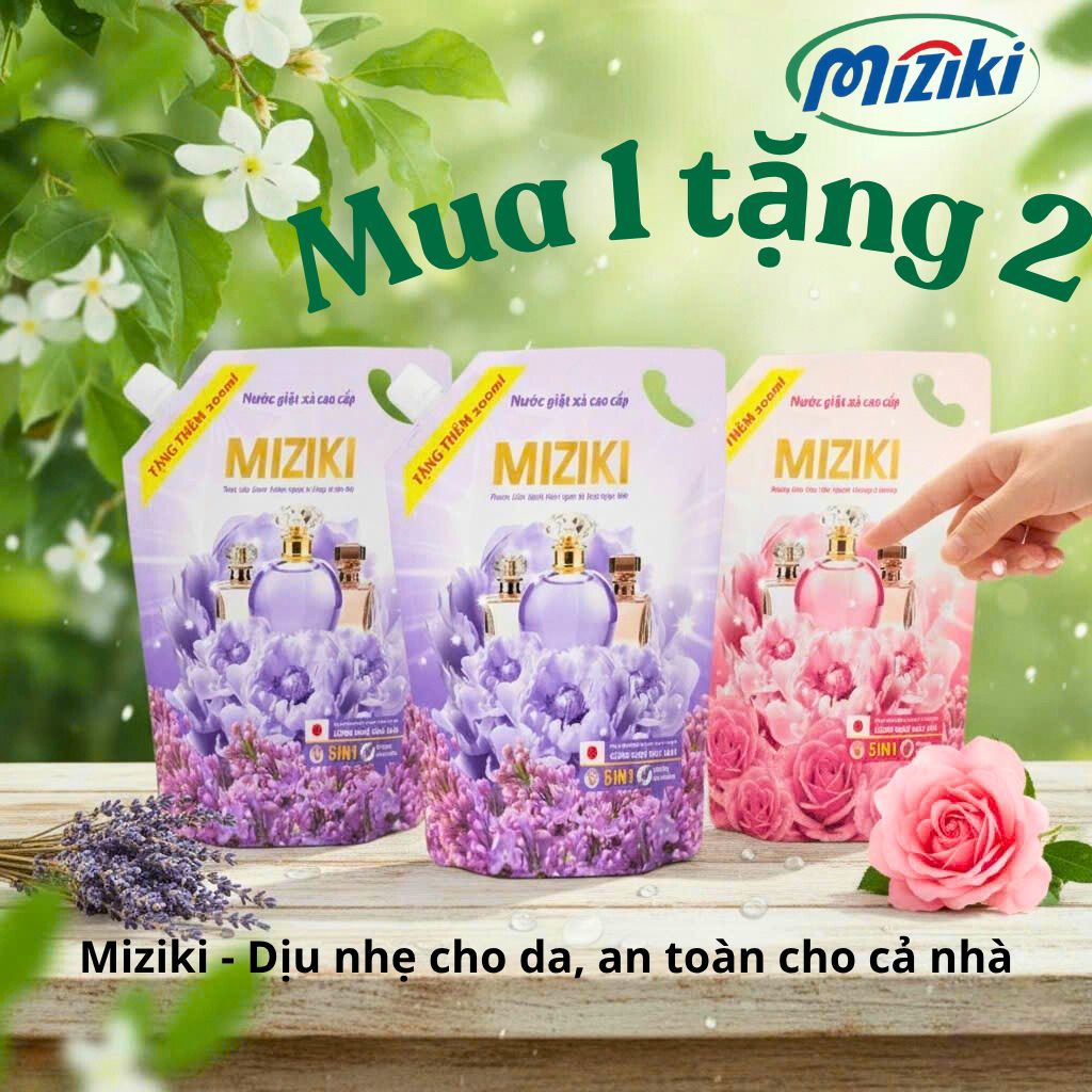 Mua 1 Tặng 2 - Nước Giặt MIZIKI Hương Lavender Hoa Hồng Túi To Nhiều ...