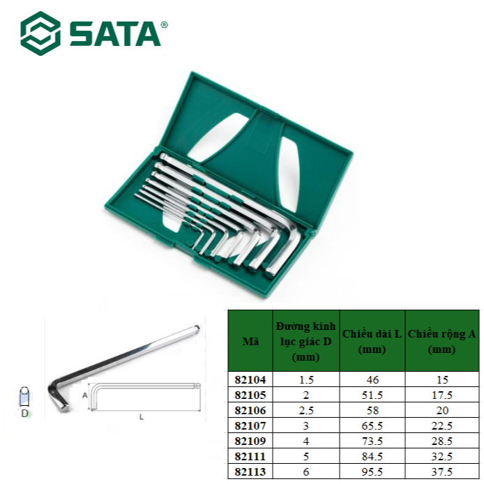 Bộ 7 lục giác bi hệ mét 1.5-6mm SATA 09125 | Shopee Việt Nam