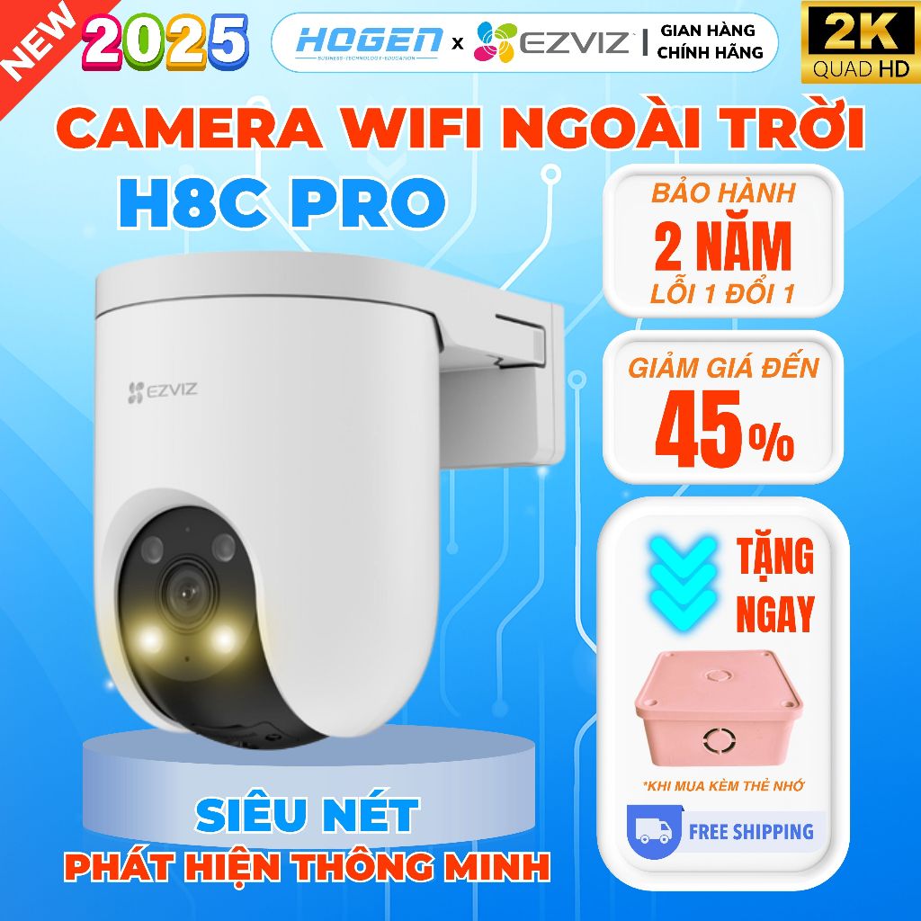 [CHÍNH HÃNG] Camera Wifi Ngoài Trời EZVIZ H8c Pro 2K 3MP–Xoay 360°, AI ...