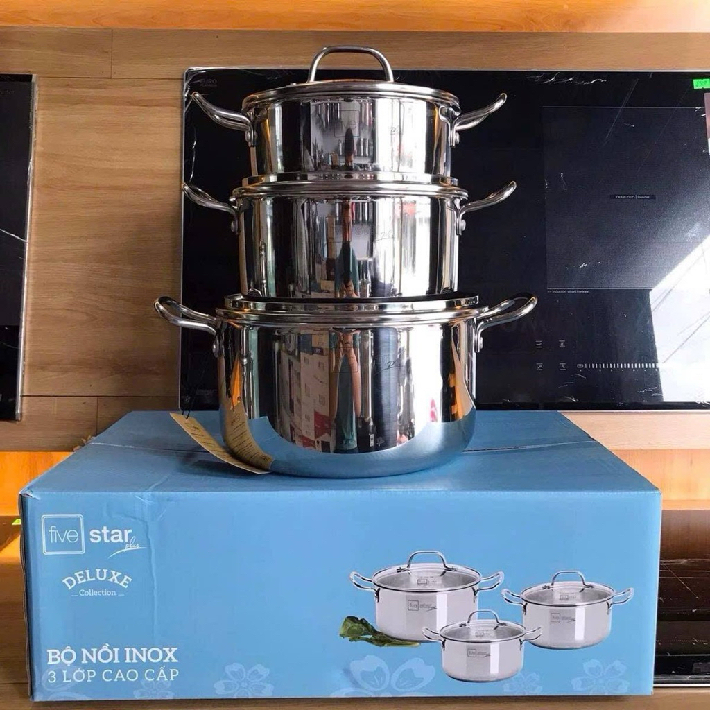 Bộ nồi inox 304 đúc liền khối Fivestar (18, 20, 24cm) | Shopee Việt Nam