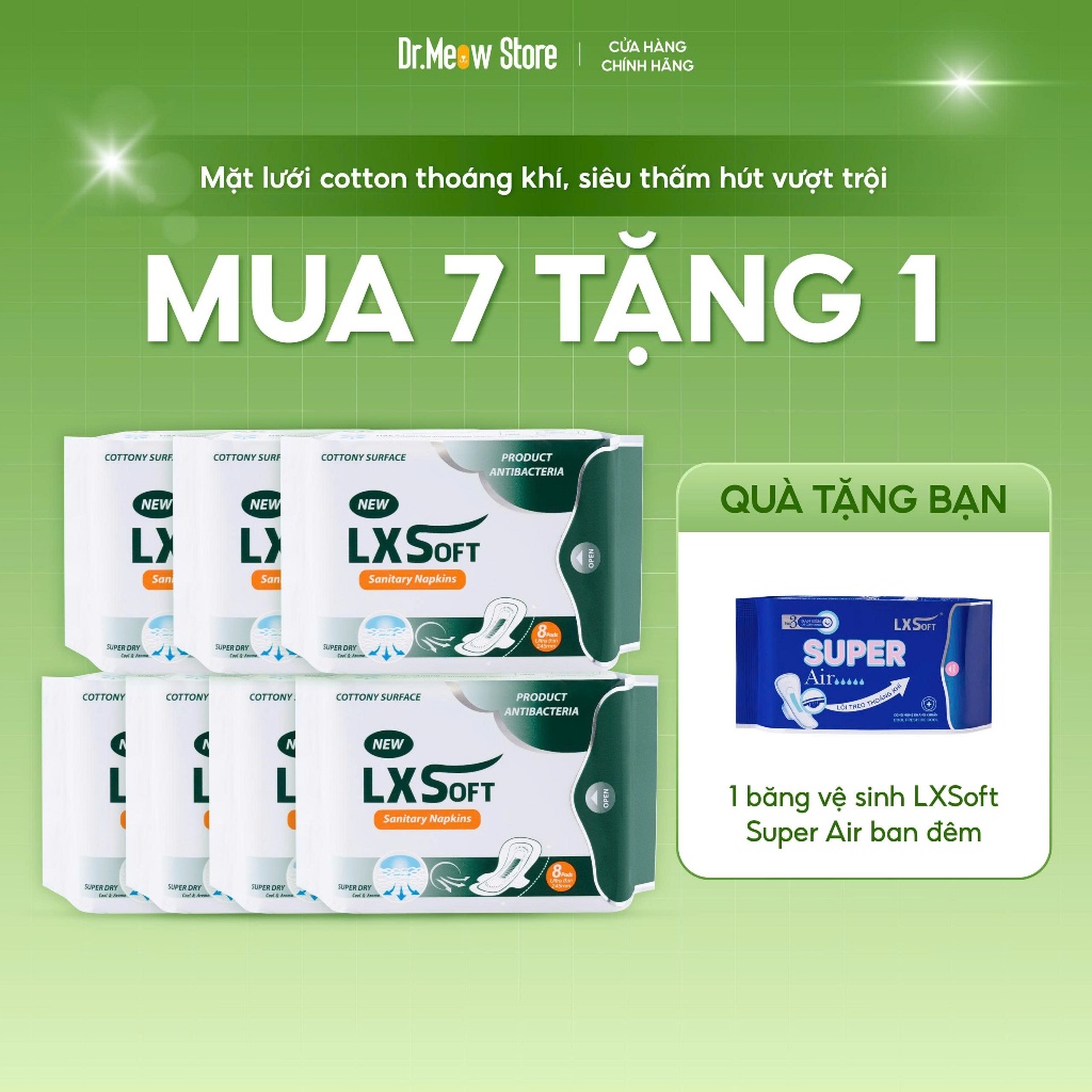 [TẶNG 1 BVS BAN ĐÊM] COMBO 7 Gói Băng Vệ Sinh LXSoft Hàn Quốc mềm mại ...