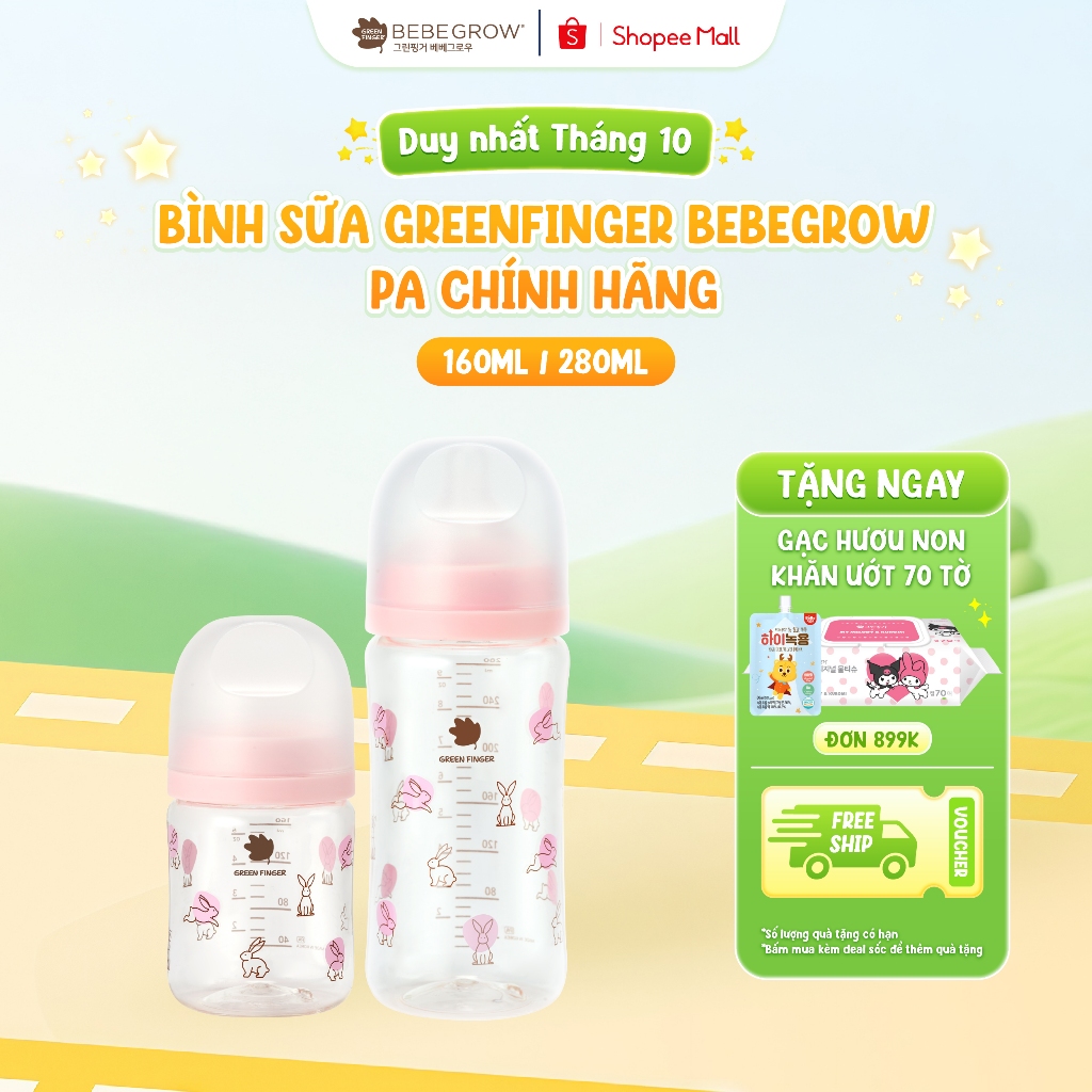 Bình sữa cho bé Greenfinger Bebegrow Pure Baby nhựa PA G850 an toàn, khả năng chống UV cao ...