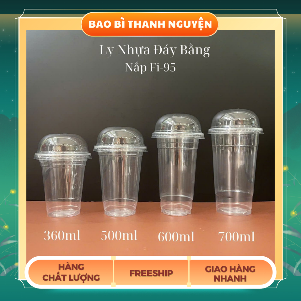 Combo 50 Ly Nhựa PP Nắp Cầu Đáy Bằng 360ml/500ml/600ml/700ml - Ly Trà Sữa, Cafe Bền Đẹp Tiện ...