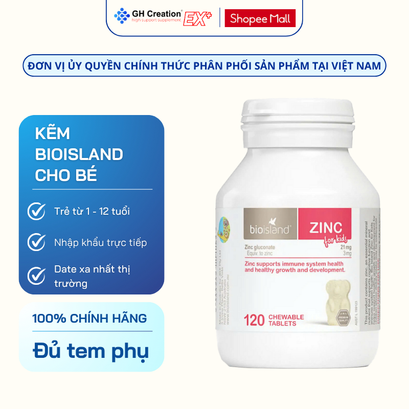 Viên Nhai Bổ Sung Kẽm Bioisland Zinc Hỗ Trợ Tăng Cường Đề Kháng, Giúp ...