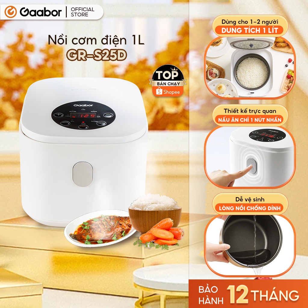 [LIVE] Nồi cơm điện tử Gaabor GR-S25D 400W mini 1L chế độ nấu đa năng lòng nồi chống dính nhiều ...
