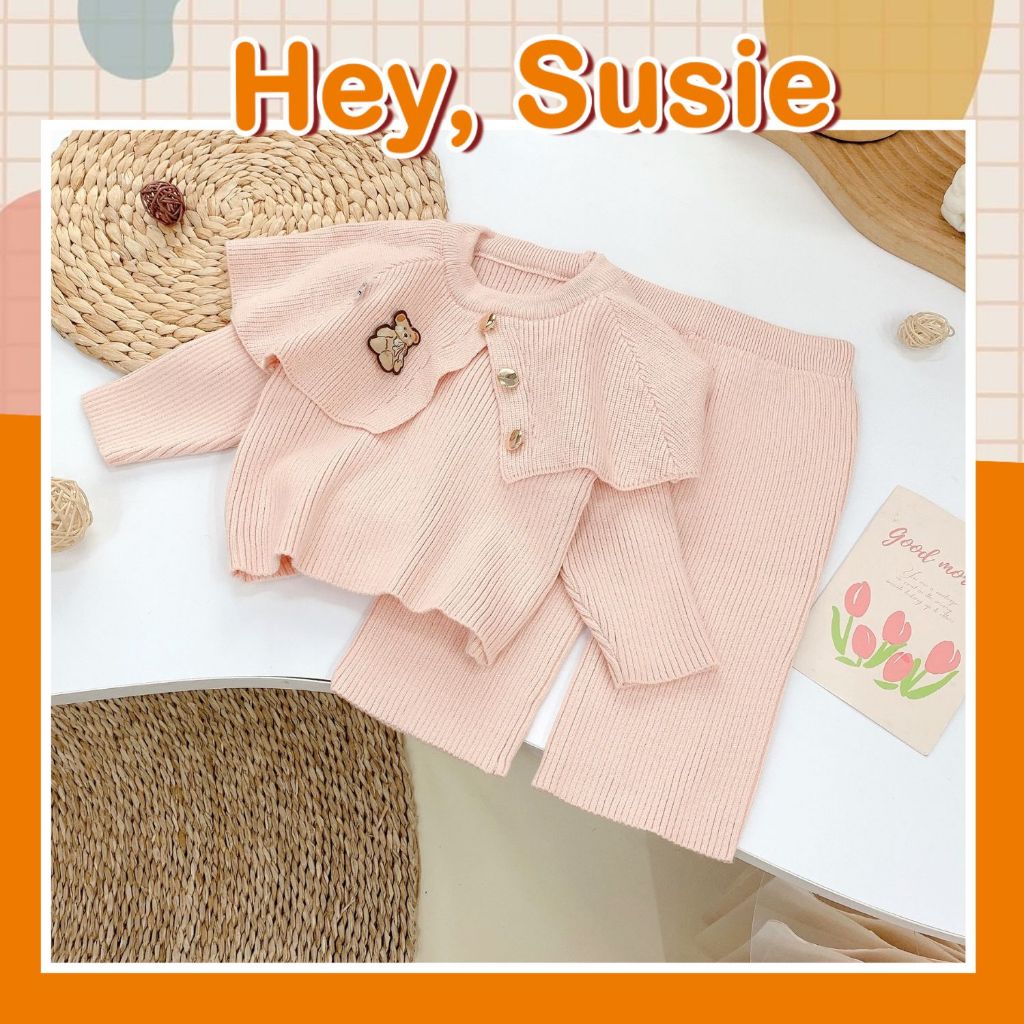 Set Len Hồng Đính Gấu Cho Bé Gái Size 6-14kg Hey Susie S7054 | Shopee ...