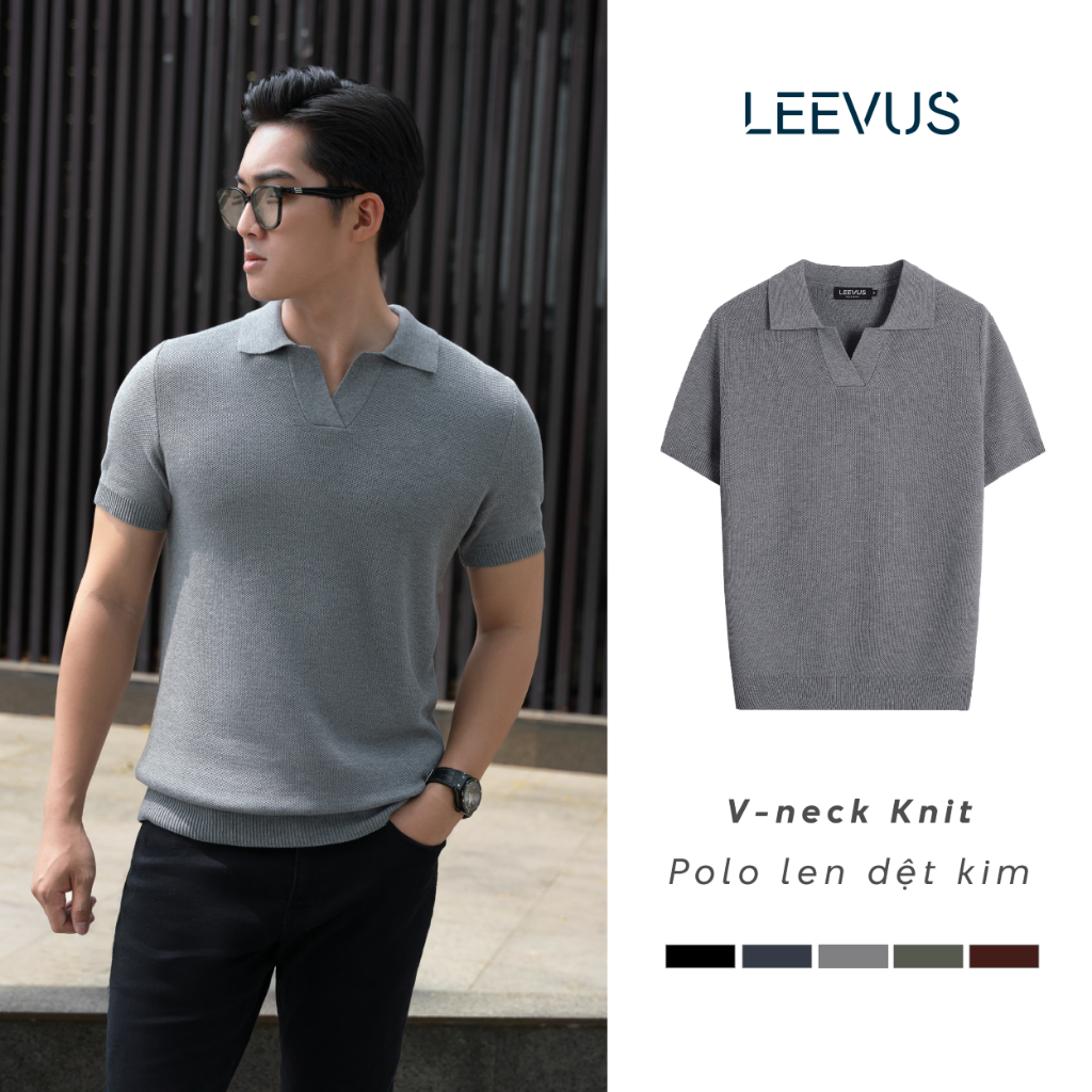 [TẶNG HỘP CHO ĐƠN TỪ 499K] Áo polo LEN DỆT KIM nam V-neck Knit vải dệt ...