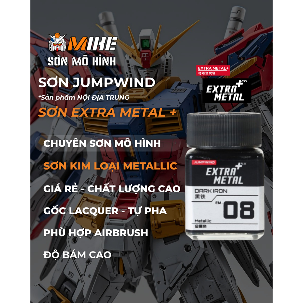 SƠN MÔ HÌNH JUMPWIND - MÀU KIM LOẠI EXTRA METAL COLOR 18ml EM01~EM16 ...