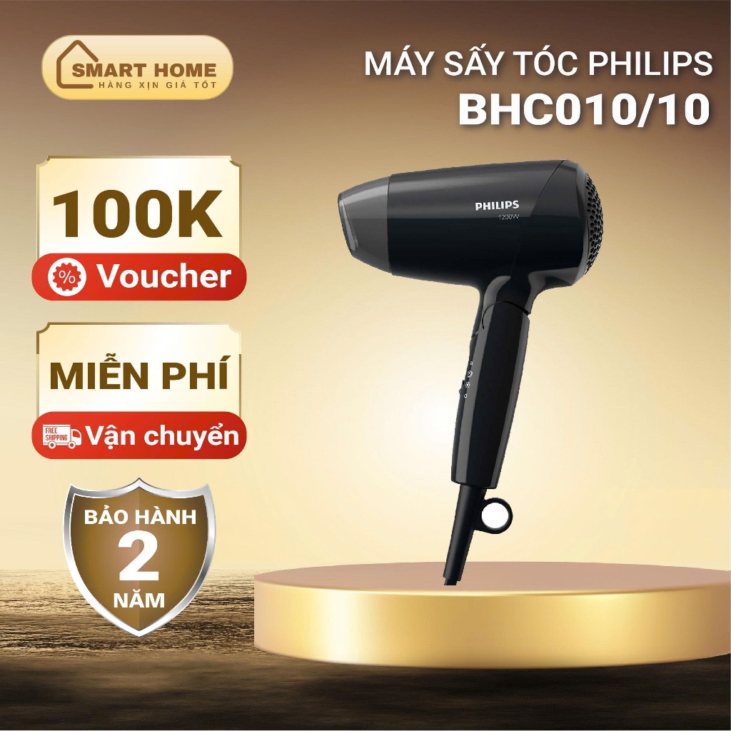 Máy Sấy Tóc Philips BHC010, Công Suất 1200W, Thiết Kế Gấp Gọn, Bảo Hành ...