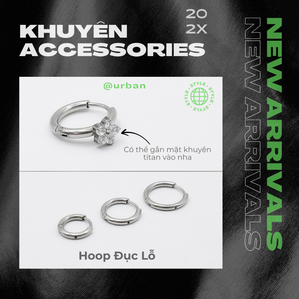 [BÁN THEO CHIẾC][BẤM-XỎ] Khuyên Tai THÉP HOOP 2MM ĐỤC LỖ GẮNG MẶT ...