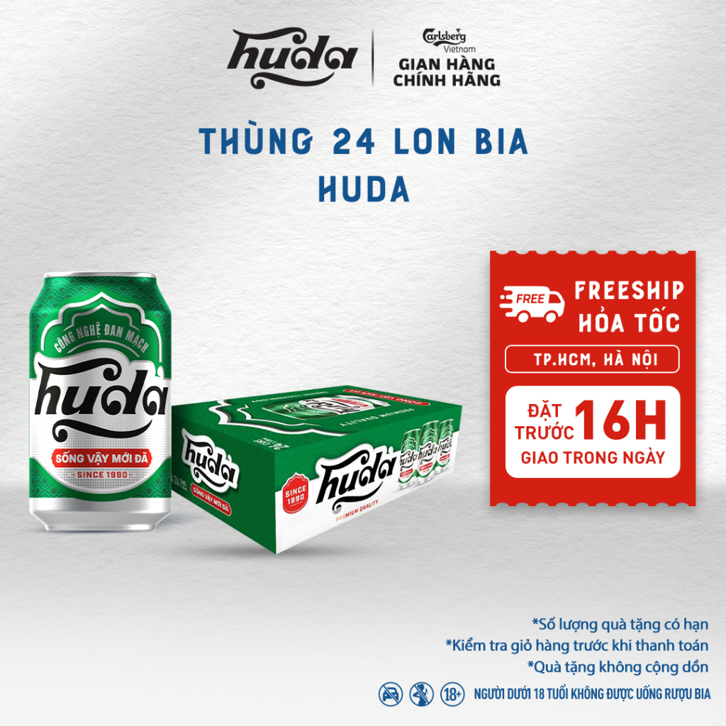 [Hỏa tốc] Thùng 24 lon Bia Lager Huda (330ml/lon) - Độ cồn 4.7% ...