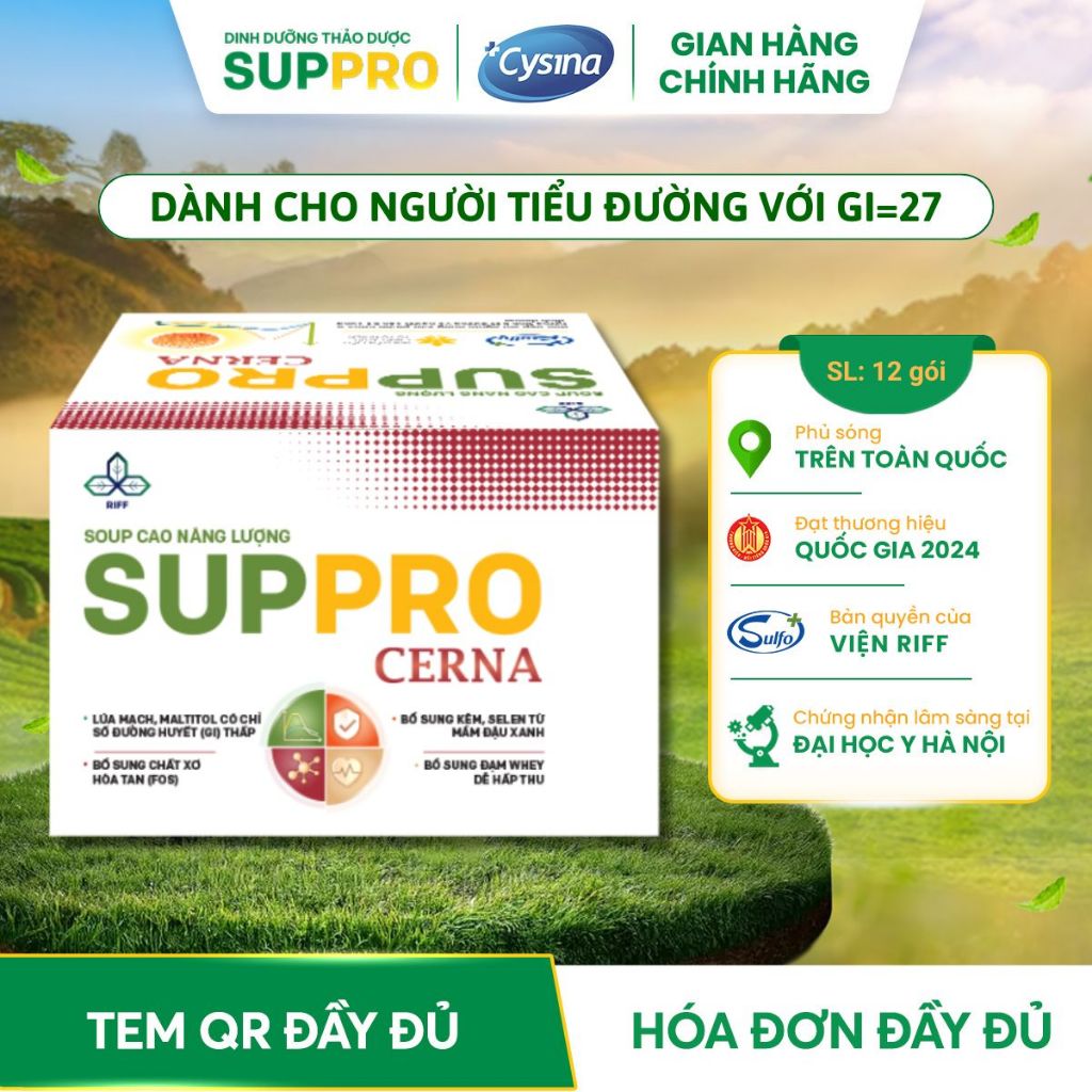 Súp dinh dưỡng SUPPRO CERNA cho người tiểu đường hộp 12 gói | Shopee ...