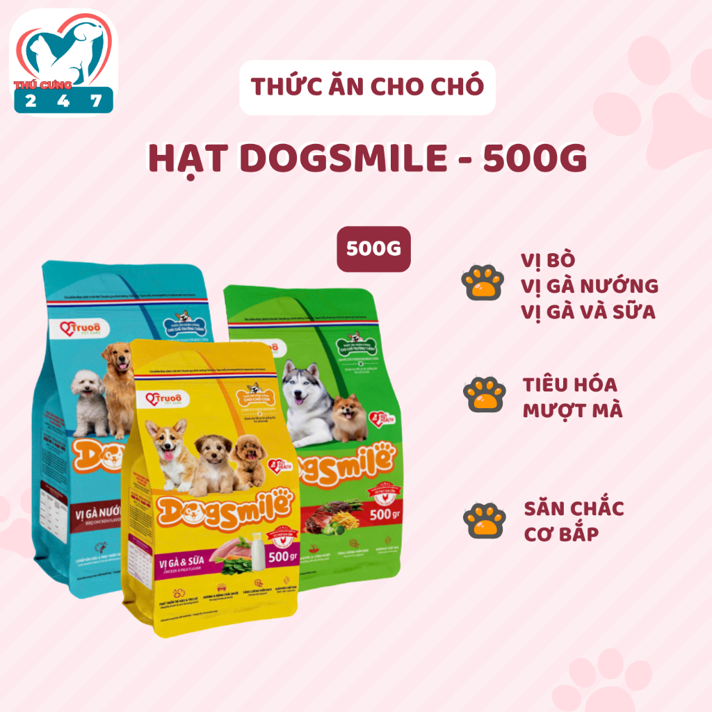Hạt cho chó Dog Smile gói 500G chắc khỏe xương, phát triển trí não và ...