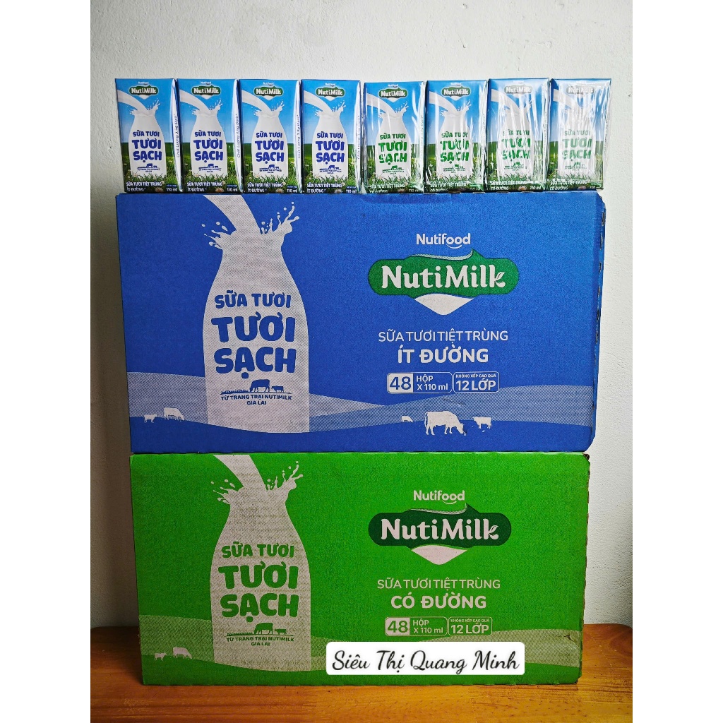 Thùng 48 Hộp Sữa Tươi Tươi Sạch NutiMilk Có Đường - Ít Đường 110ml ...