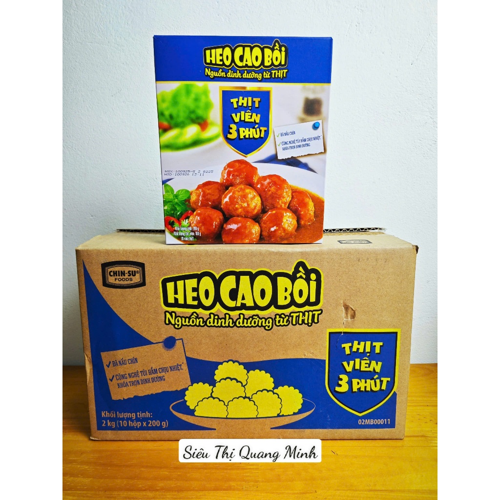 Thùng 10 Hộp Thịt Viên 3 Phút Heo Cao Bồi CHIN-SU FOODS 2kg (10 Hộp x 200g - Hộp 2 Túi) | Shopee ...