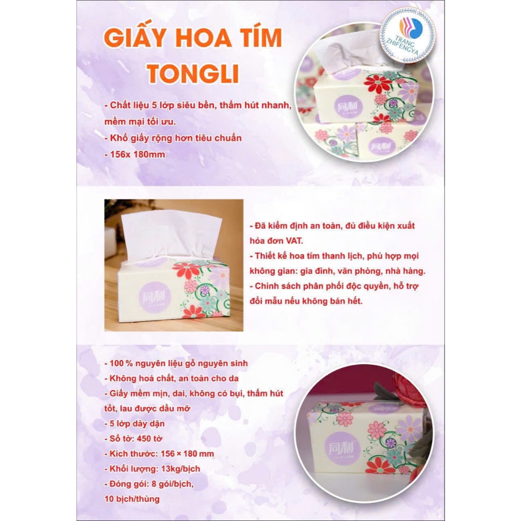 Giấy Nội địa Trung cao cấp. Giấy rút Hoa hồng tím 450 tờ | Shopee Việt Nam