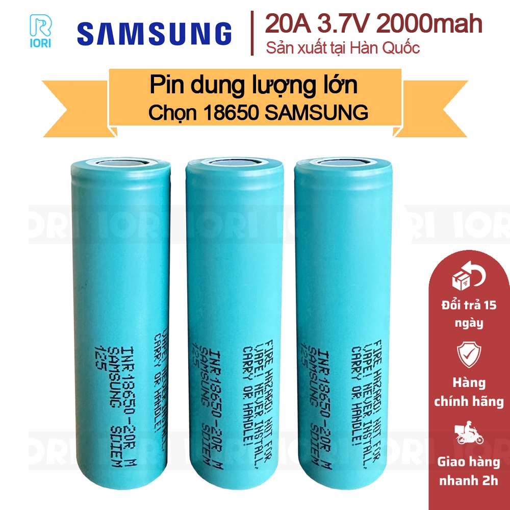 Pin 18650 Samsung 20R 2000mah 3.7V 20A Sản xuất tại Hàn Quốc Chính hãng ...