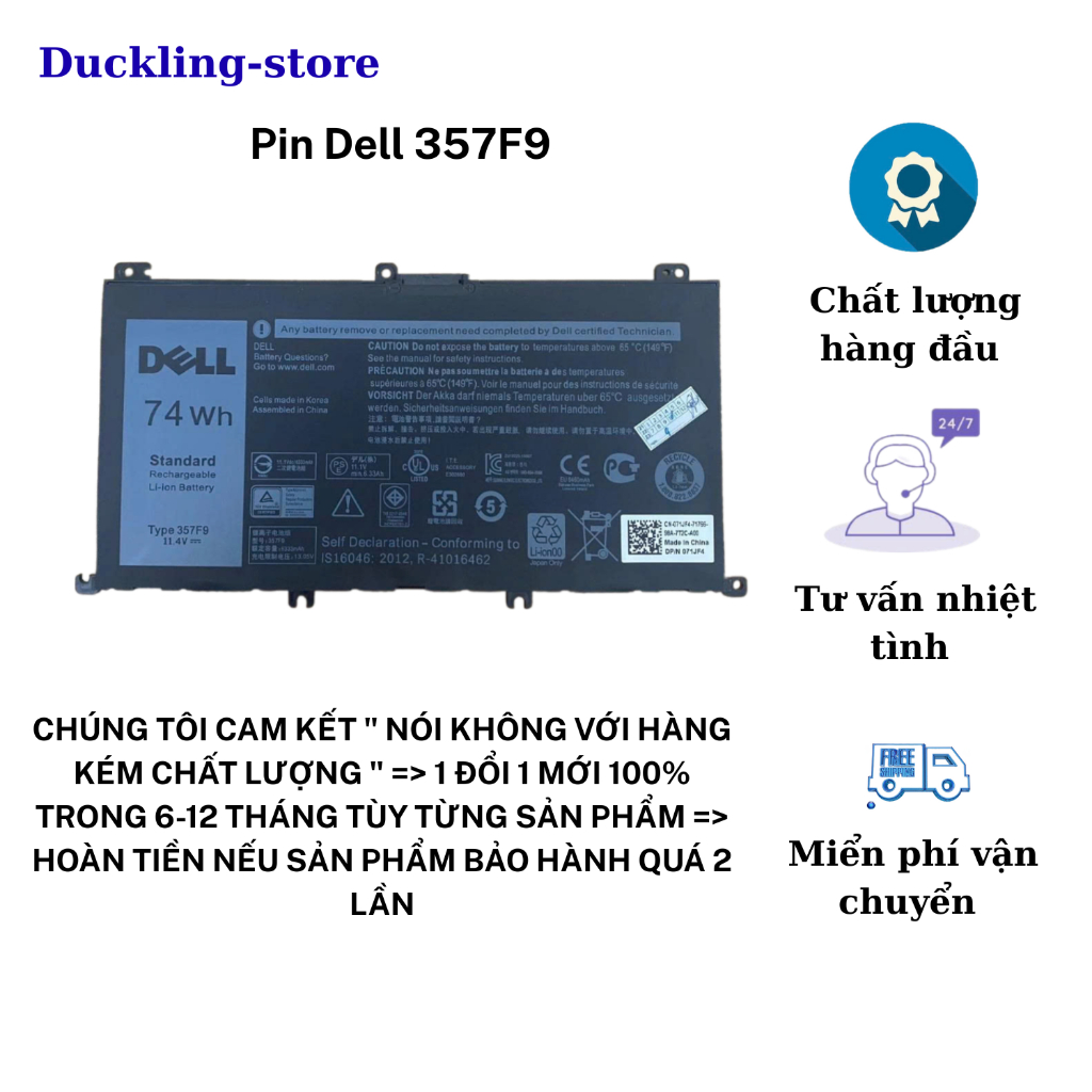 PIN ZIN Dell type 357F9 dùng choInspiron 15 7000 7559 7557 7567 7566 ...