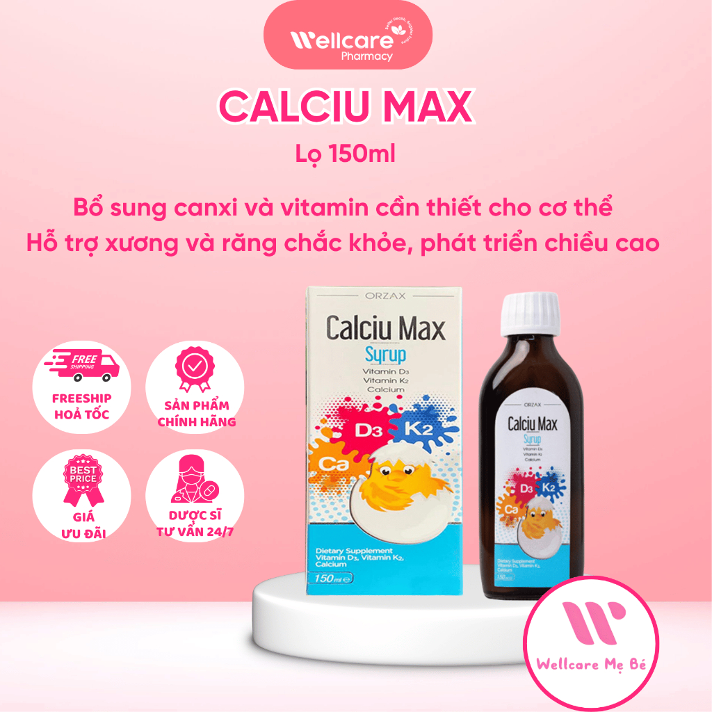 [NHI KHOA] Siro Calciu Max Syrup Chai 150ml Hỗ Trợ Hấp Thu Canxi Phát ...