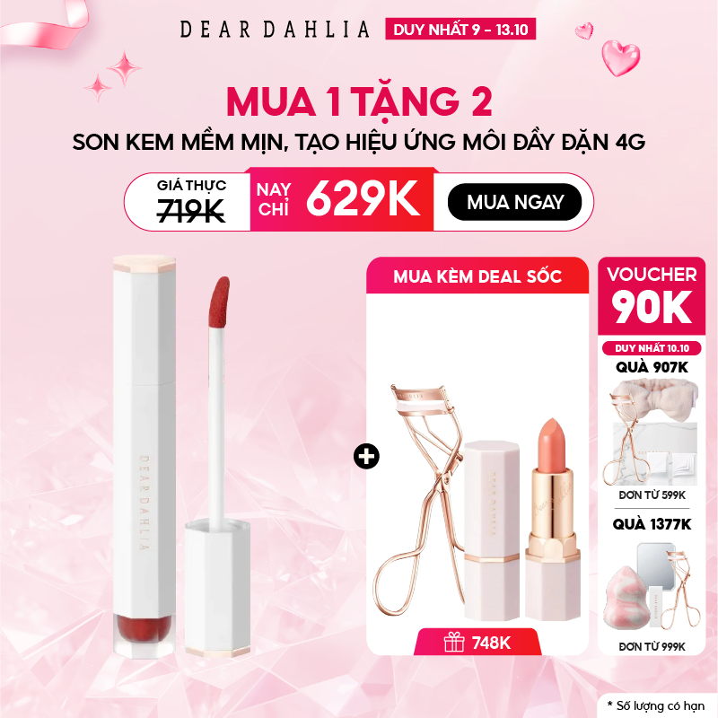 [DUY NHẤT 9-13.10]Son Kem Thuần Chay Dear Dahlia Nhẹ Môi Mịn Như Nhung Dream Velvet Lip Cloud 4g ...