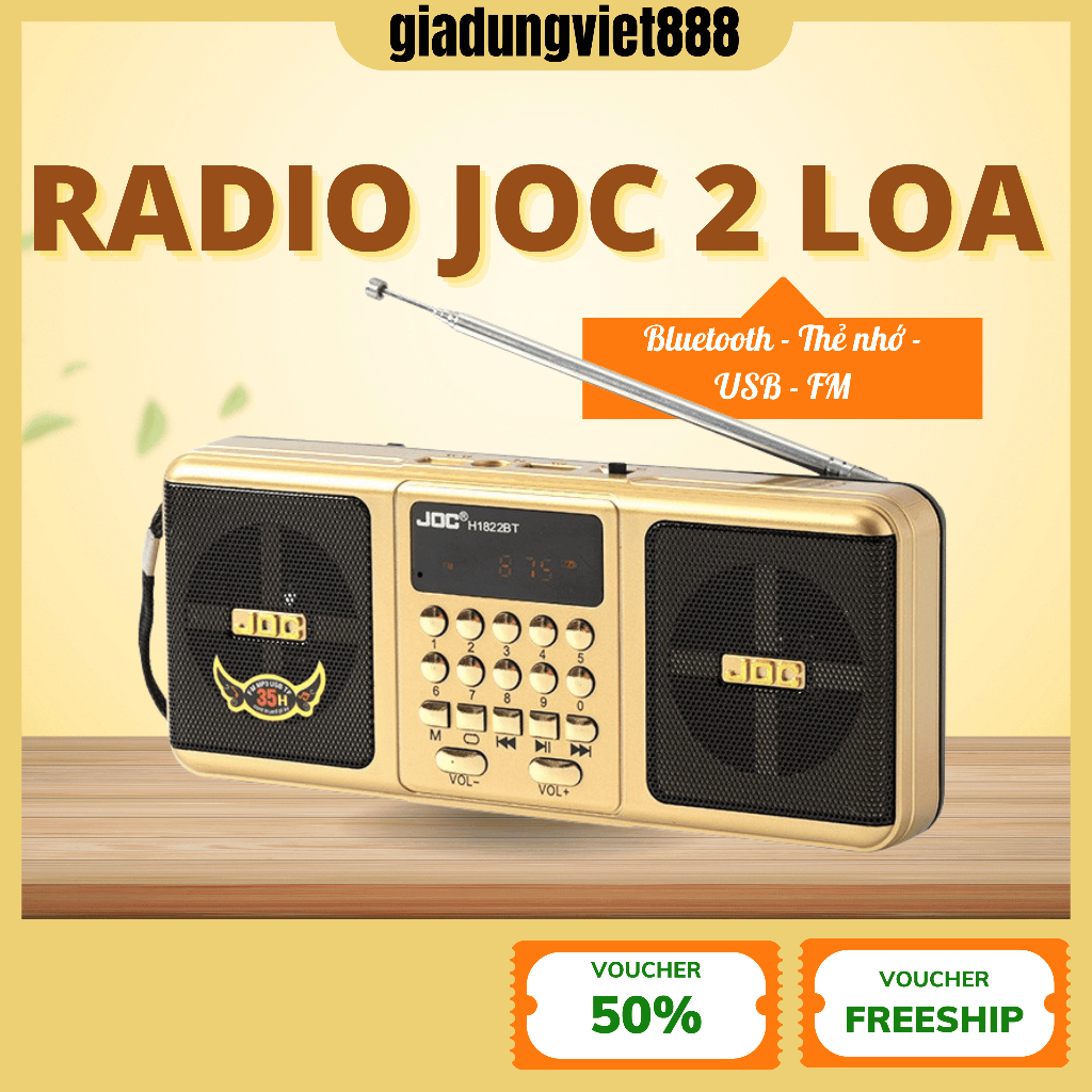 RADIO LOA KÉP JOC BLUETOOTH 6.3 - Nghe nhạc Không dây, USB, Thẻ Nhớ ...