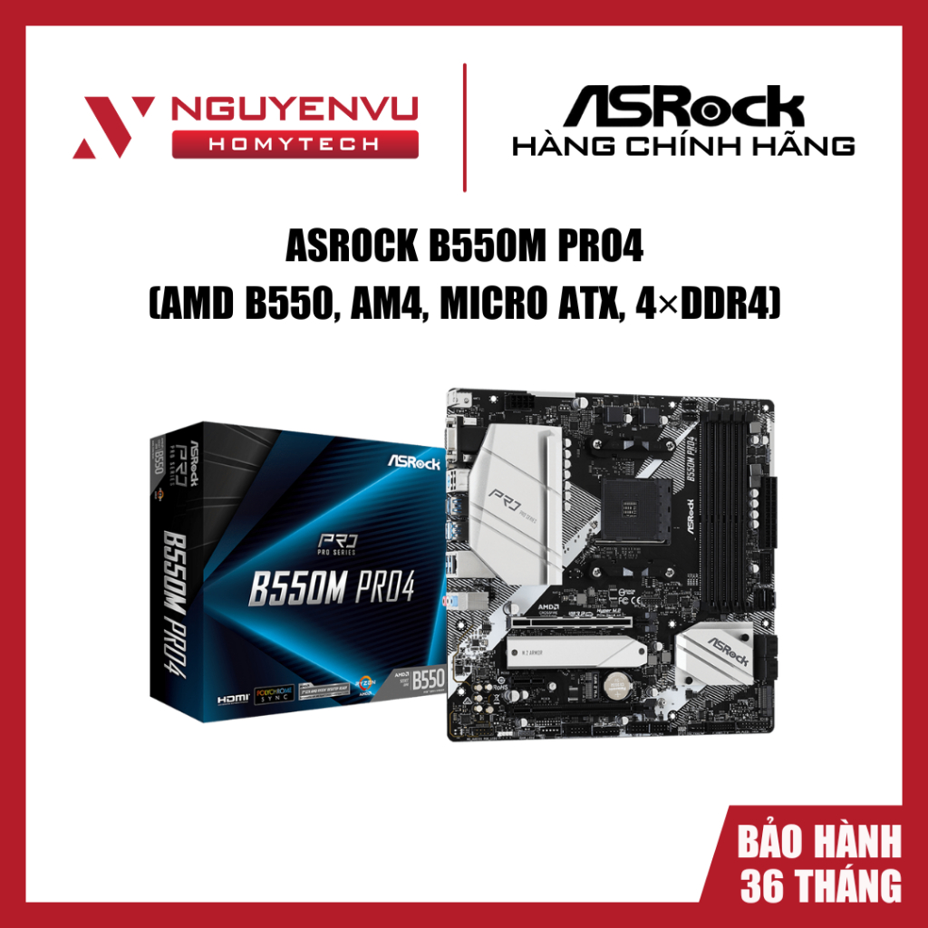 [FULL VAT] Mainboard Asrock B550M Pro4, AMD B550, AM4, Micro ATX, 4× ...