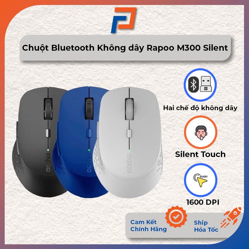 Chuột Blutooth không dây Rapoo M300 Silent (Bluetooth + USB Wireless 2 ...