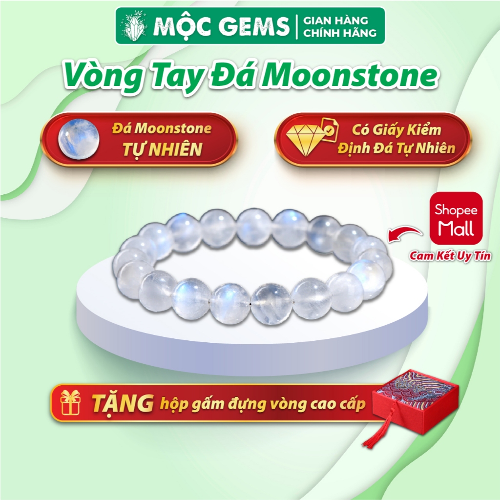 Vòng Tay Đá Moonstone Mặt Trăng Mộc Gems Giúp Giảm Căng Thẳng Và Mang ...