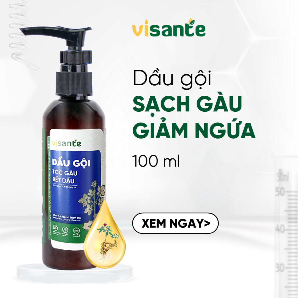 Dầu Gội Giảm Gàu Ngứa, Giảm Tóc Bết VISANTE Từ Sâm Việt Nam 100ml ...
