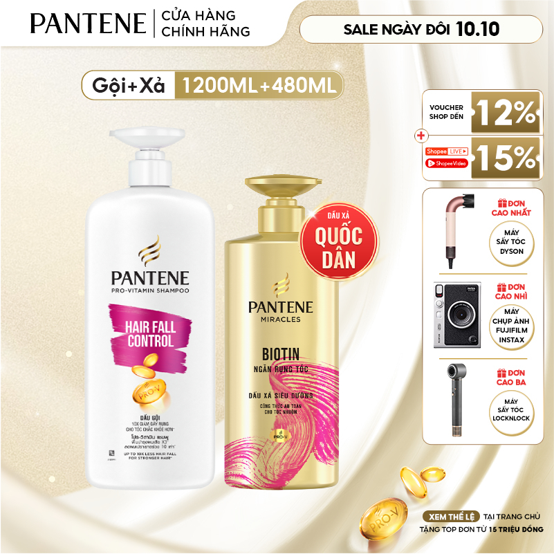 [V] - Combo Dầu Gội PANTENE Ngăn Rụng Tóc 1200ML Và Dầu Xả PANTENE Ngăn Rụng Tóc 480ML | Shopee ...