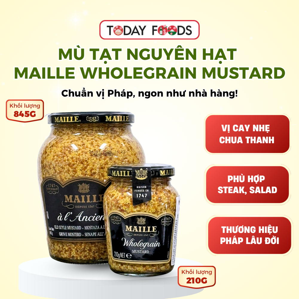 Mù Tạt Nguyên Hạt Maille Wholegrain Mustard – Gia Vị Pháp Cho Steak ...