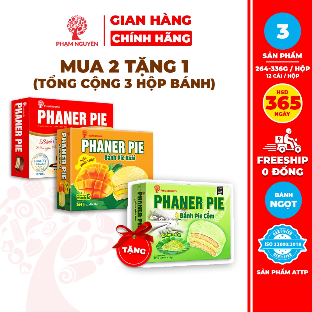 [MUA 2 TẶNG 1] Tổng cộng 3 Hộp Bánh phủ socola nhân Trái Cây thật ...